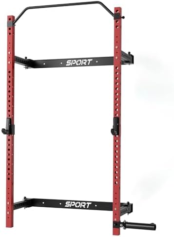 Folding Wall Mounted Squat Rack, Multi-Functional Power Rack for Home ...