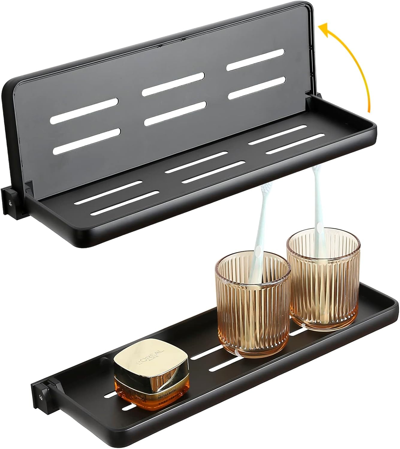 Folding Wall Shelf for Bathroom | 2-Tier Folding Metal Shelves | 90 ...