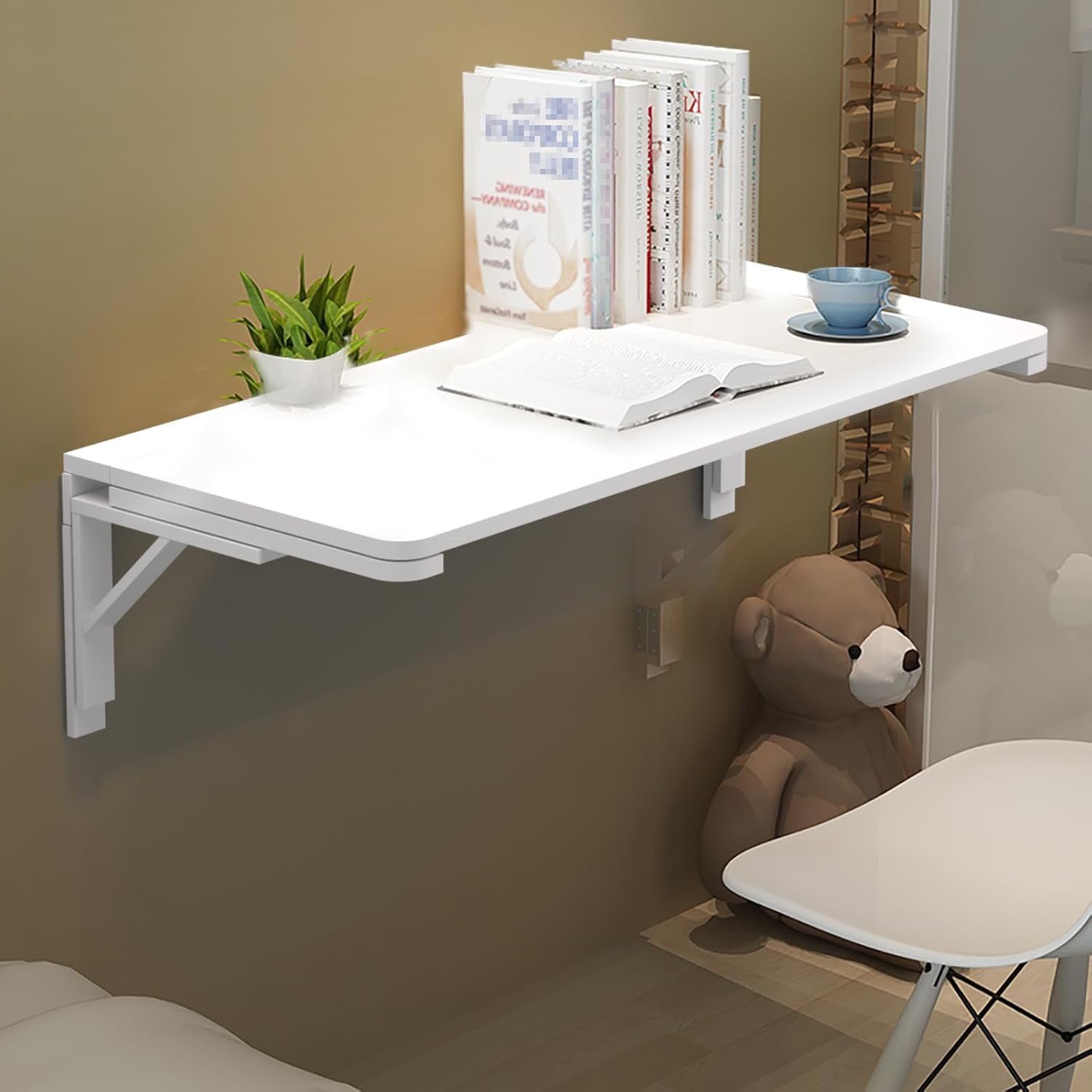 Folding Wall Table - Heavy Duty Bracket with Adjustable Height and ...
