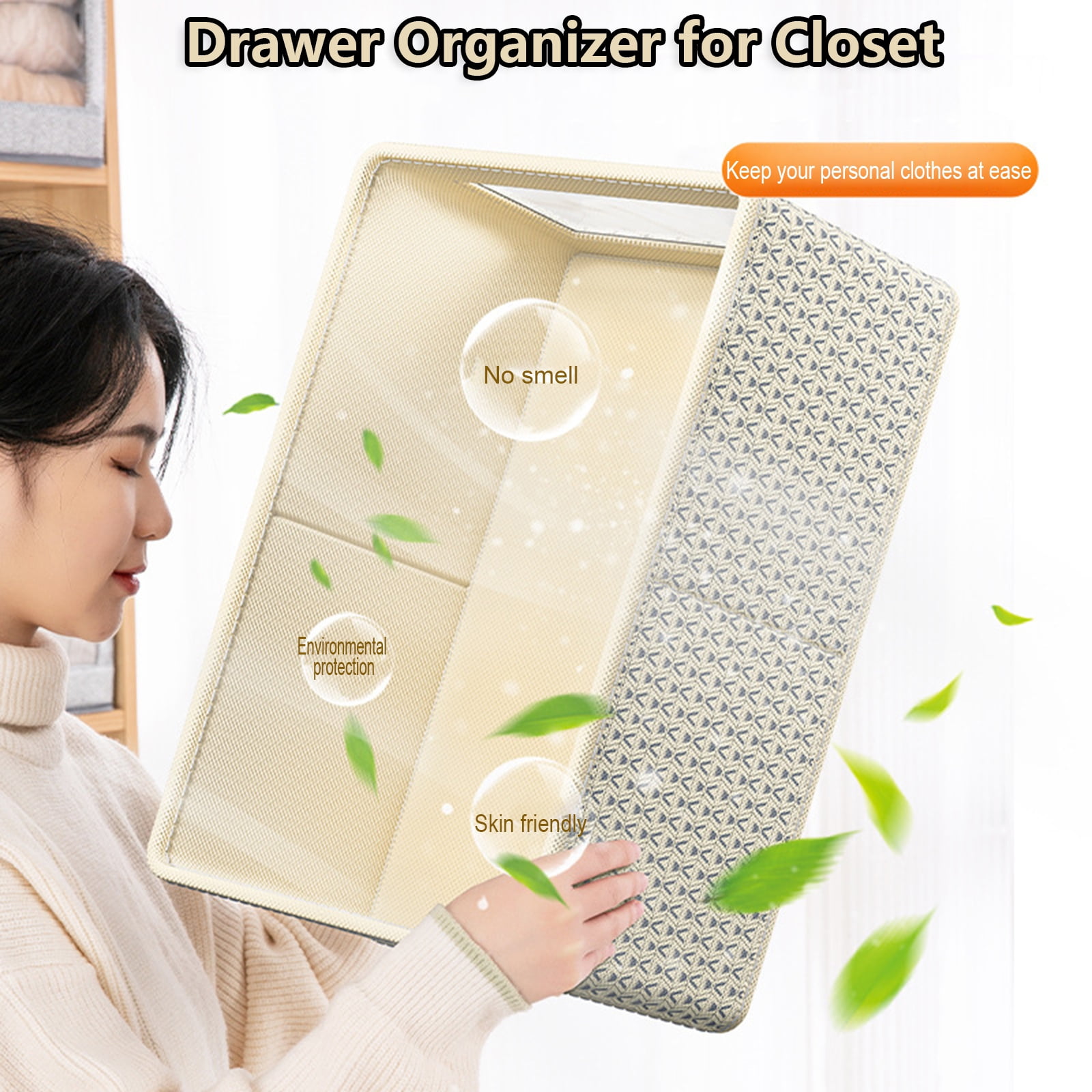 Folding Wardrobe Storage Box Fabric Drawer Organizer with Clear Window ...