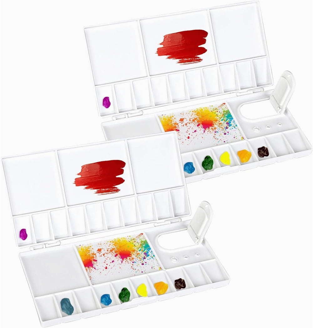 Folding Watercolor Paint Palette Tray,25 Compartments Painting Pallet ...