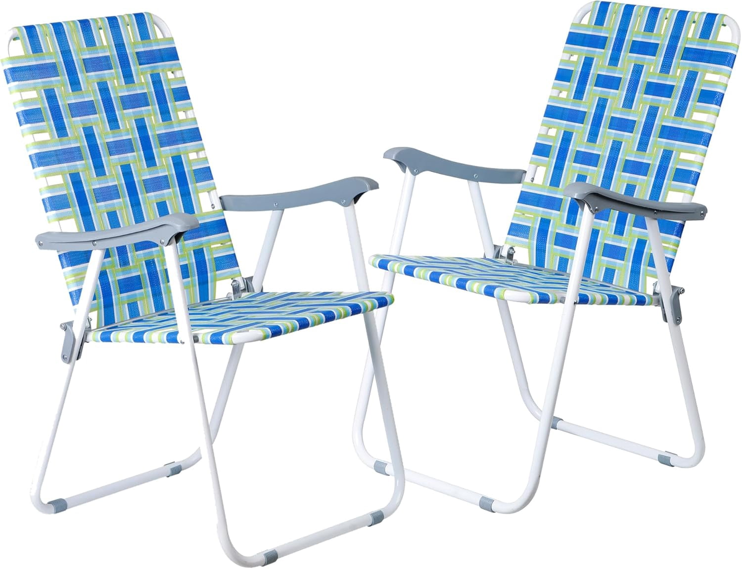 Folding Webbed Patio Lawn Chairs Set of 2, Outdoor Beach Chairs ...