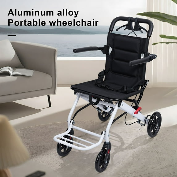 Folding Wheelchair Lightweight Portable for Adults, Carbon Steel Frame ...