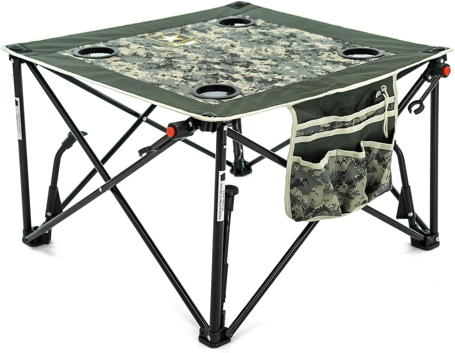 Camp Table-Outdoor Folding Table with 2 Cupholders and Carrying Bag-For ...