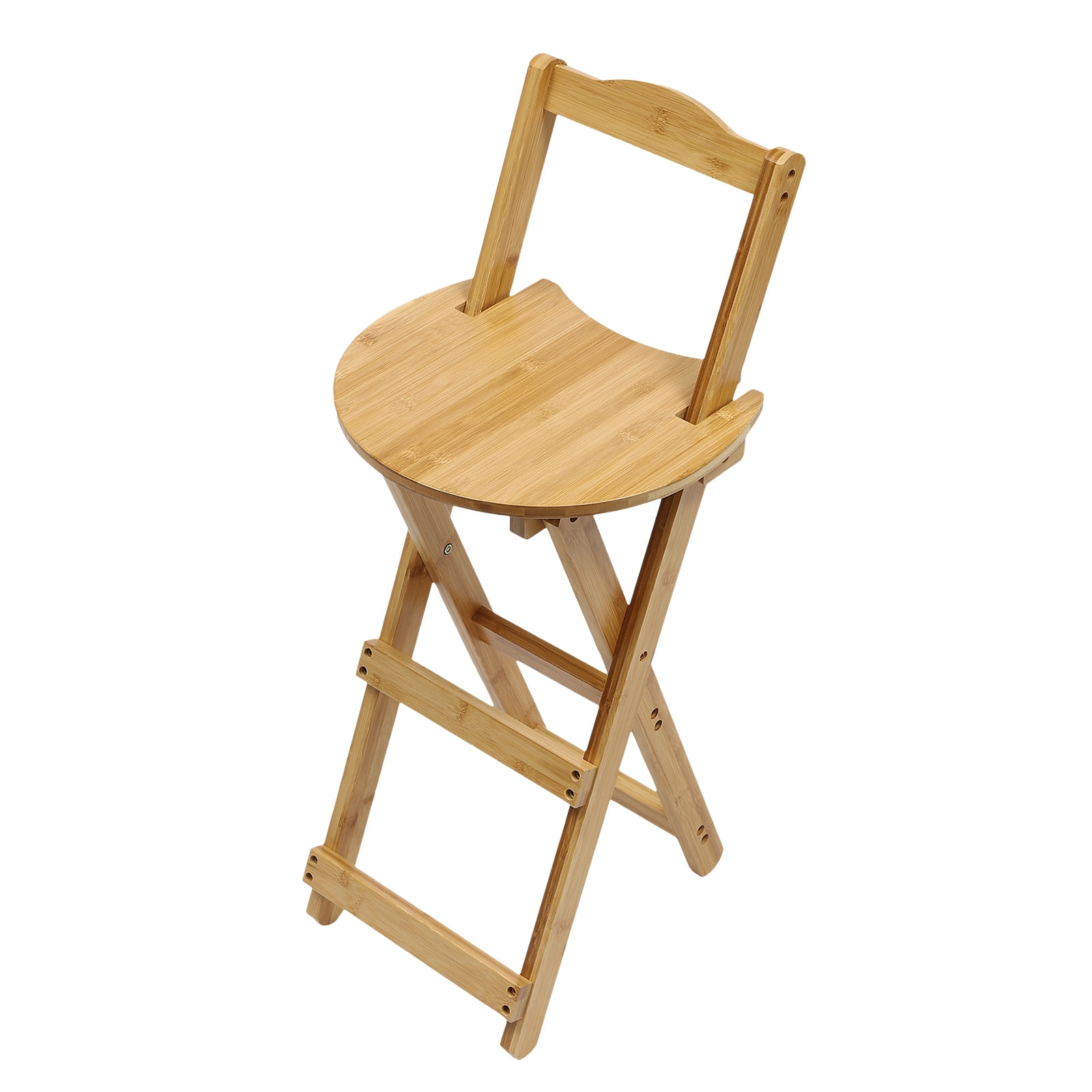 Folding Wood Bar Stools, Portable Bamboo 24.8" Tall Chair with Backrest ...
