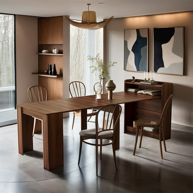 Folding Wood Expandable Dining Table for Small Spaces, Kitchen Table ...