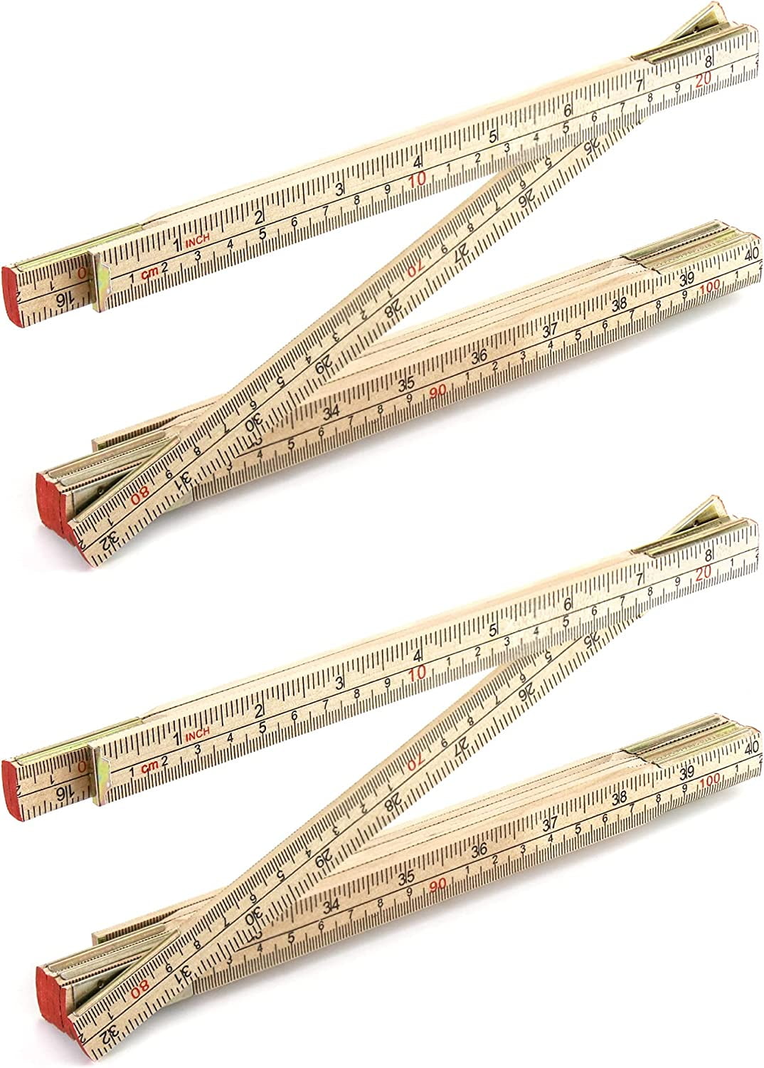 Folding Wood Rule, 2 Pack, 6FT 6 Inch Foldable Ruler with US and Metric ...