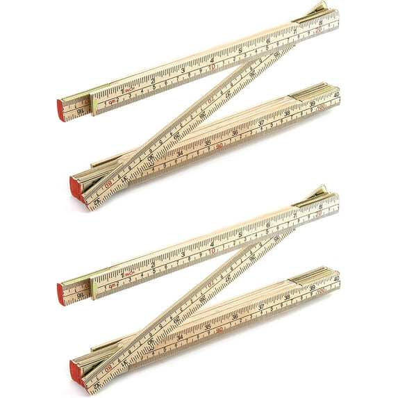 Folding Wood Rule, 2 Pack, 6FT 6 Inch Foldable Ruler with US and Metric Measurements for ...