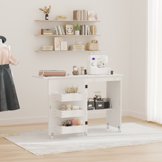 Costway Portable Small Space Crafters Wood Hobby Table with Lockable ...