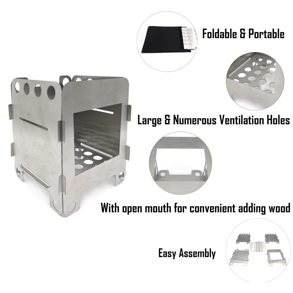 Folding Wood Stove Pocket Alcohol Stove Outdoor Cooking Camping ...