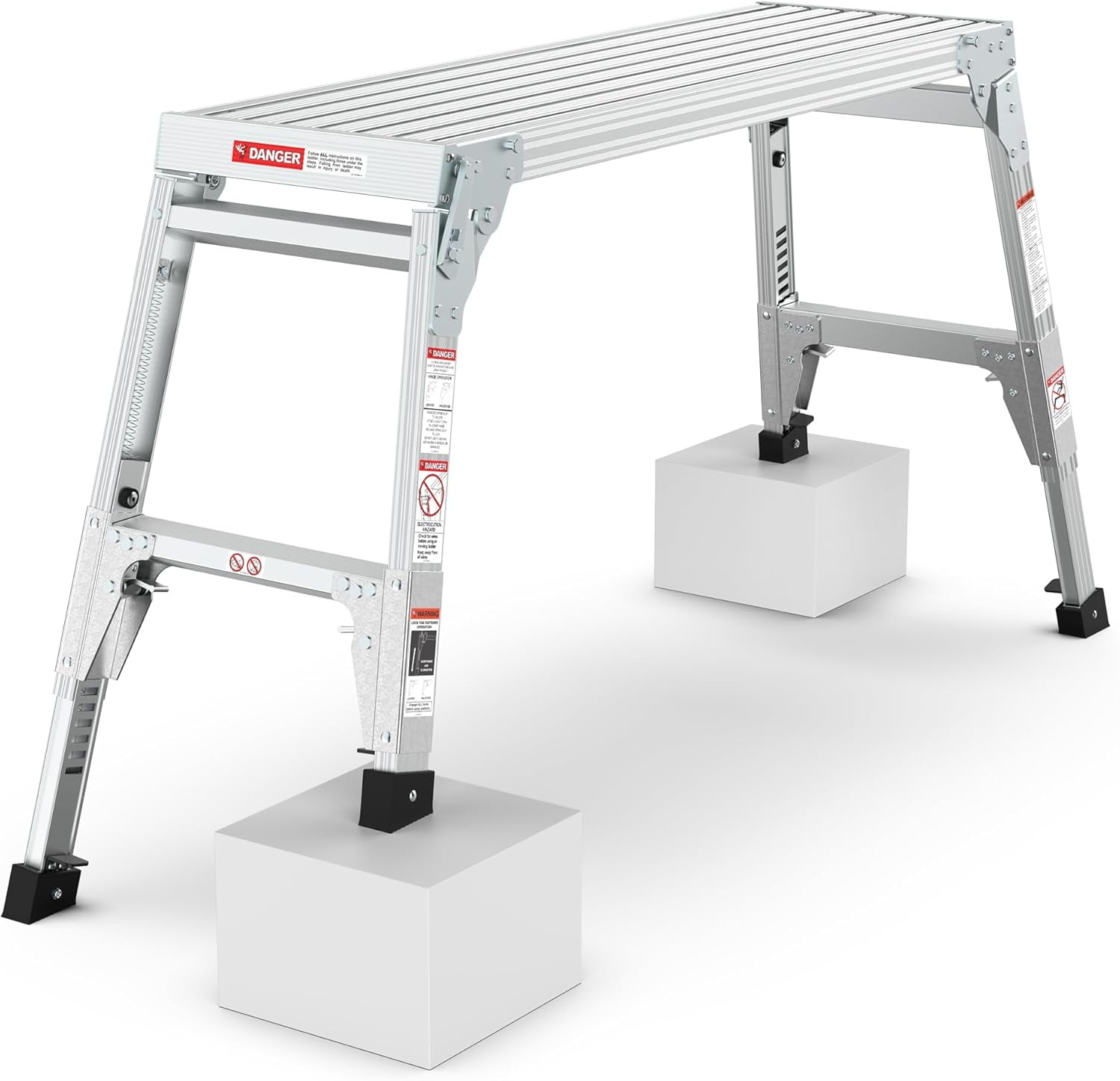 Folding Work Platform Bench, 39''x12'' Aluminum Step Ladder, Adjustable ...