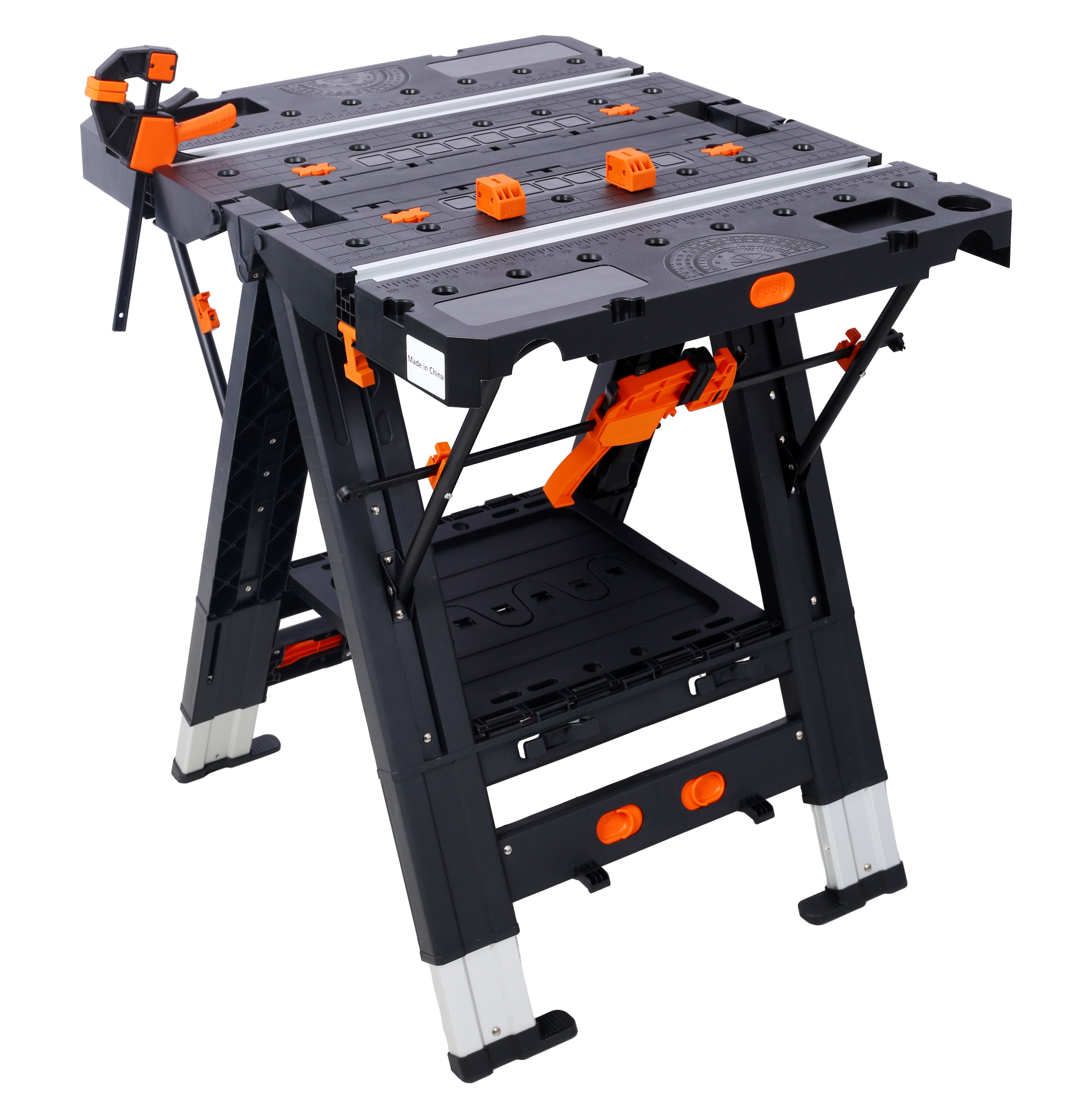 Folding Work Table, 2-in-1 Workbench & Sawhorse, 500lbs Capacity, with ...