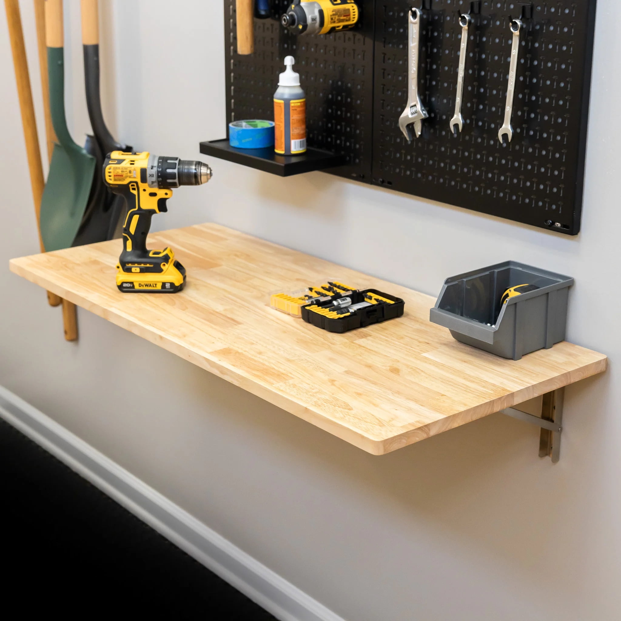 Fold Away Workbench Table | Hardwood Wall Mount - Walmart.com