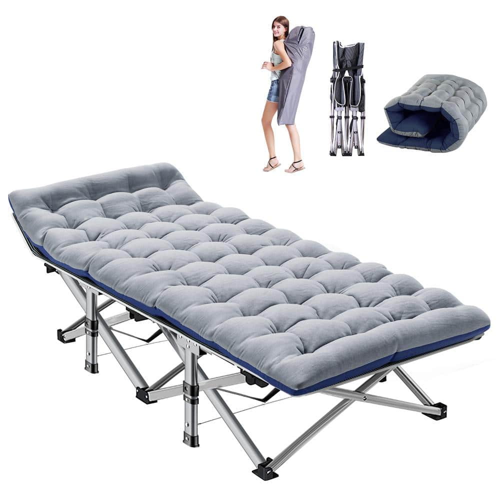 Folding XL Camping Cot 75 in. x 28 in. Portable Camping Cot Bed Double ...