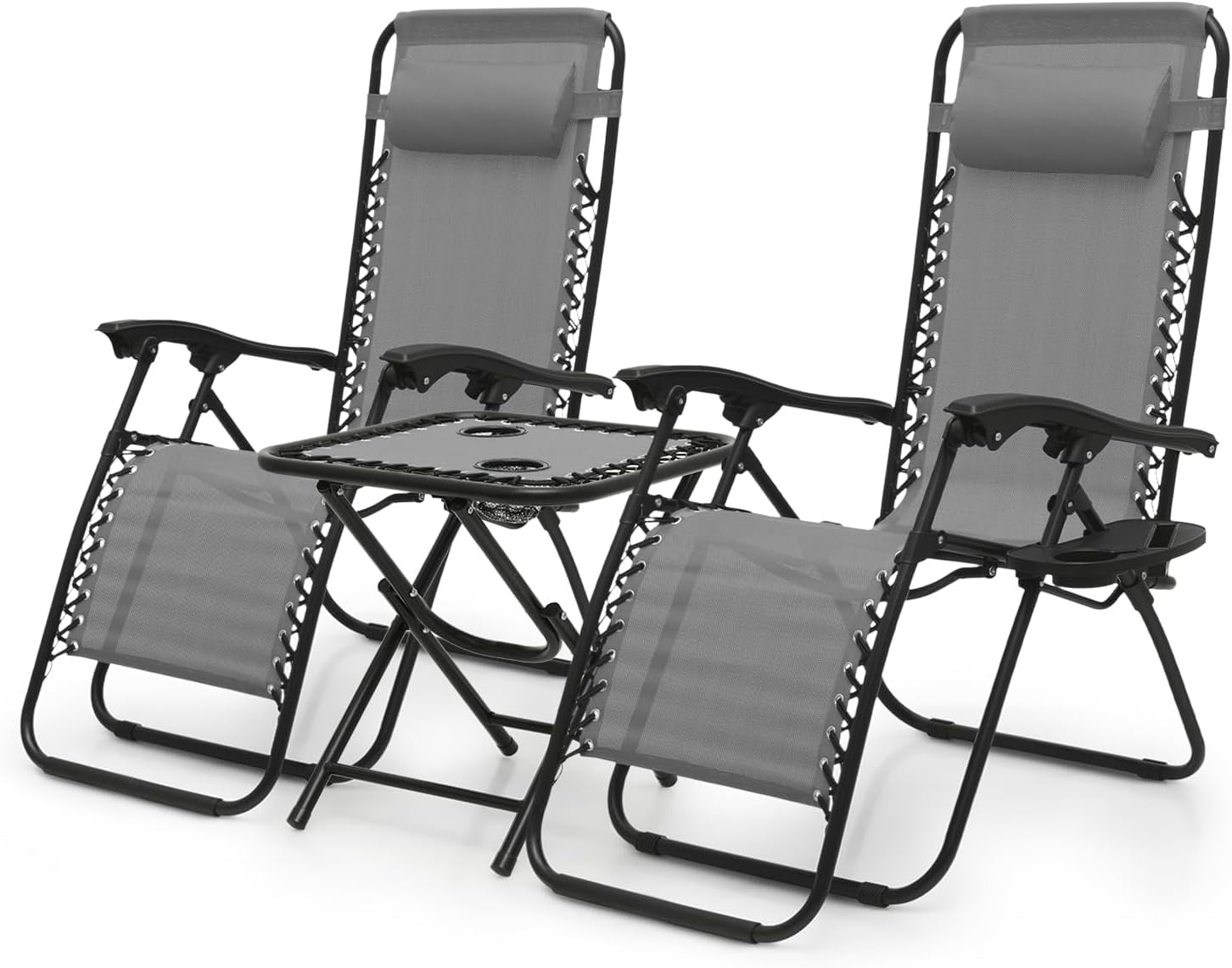 Folding Zero Gravity Chairs Set of 2, Outdoor Reclining Camping Chairs ...
