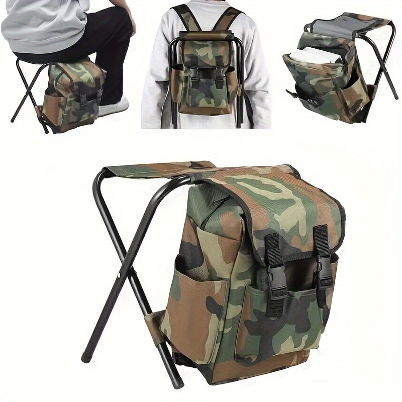 Folding camping stool, portable outdoor camping chair with storage bag ...