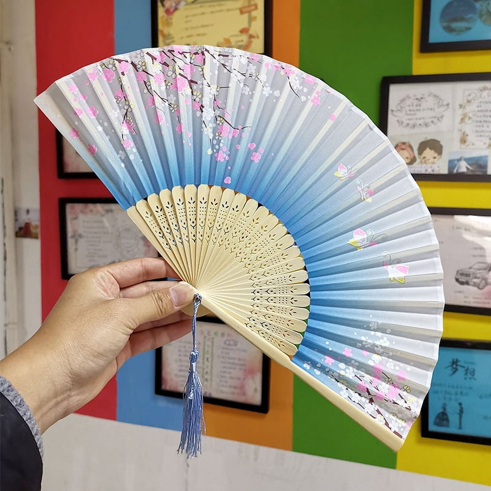 Folding fan bamboo ancient fan fan student girl Chinese style small fan ...
