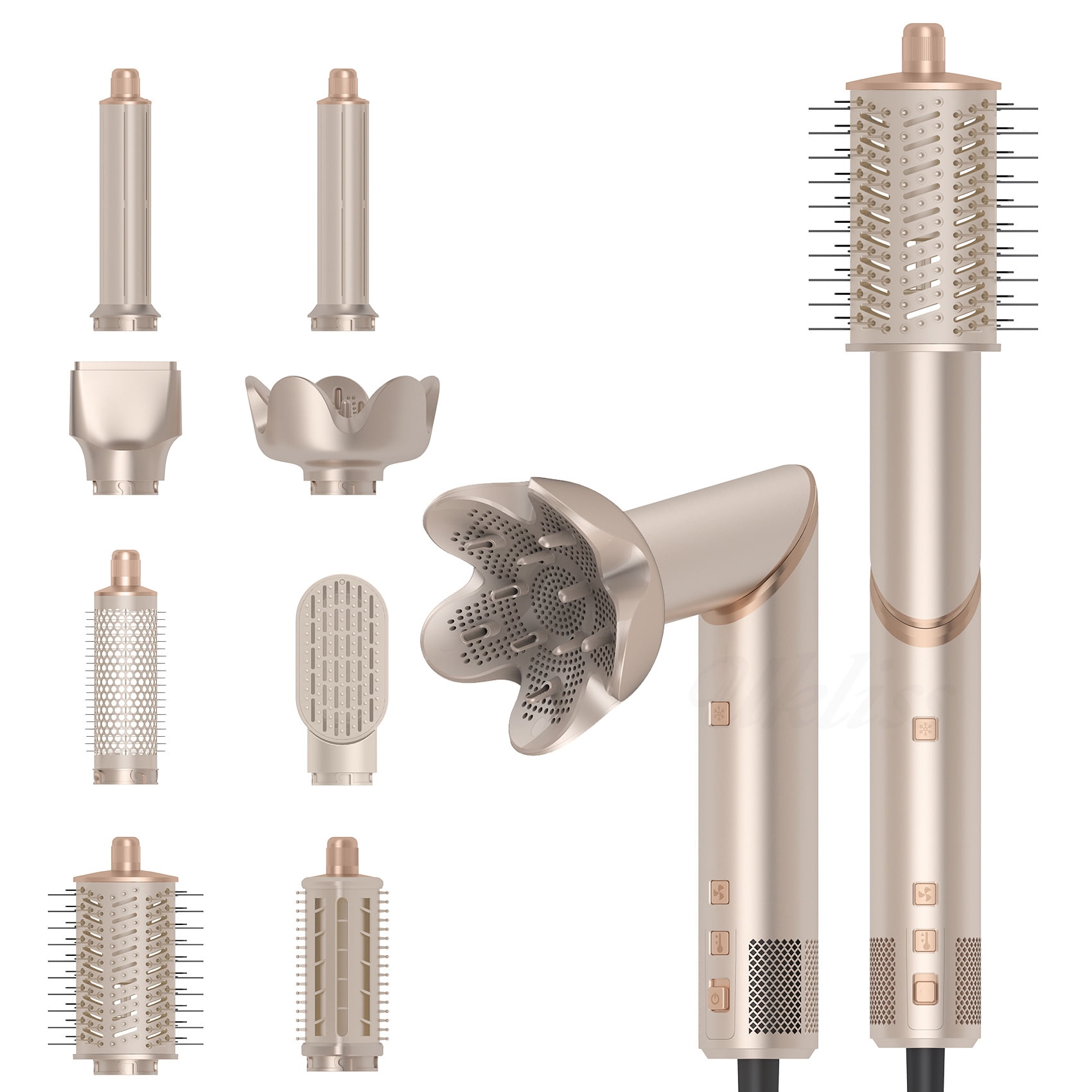 Folding high-speed hair dryer, 8-in-1 hot air comb, brushless hair ...