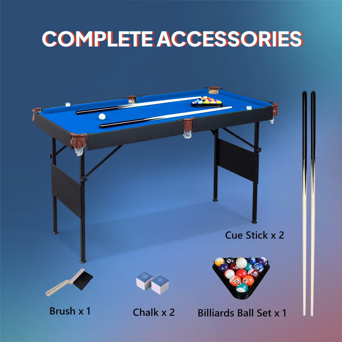 Folding pool table, portable pool table indoor arcade game set with ...