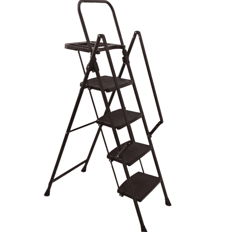 Folding step stool with bandwidth anti slip pedals and tool trays ...