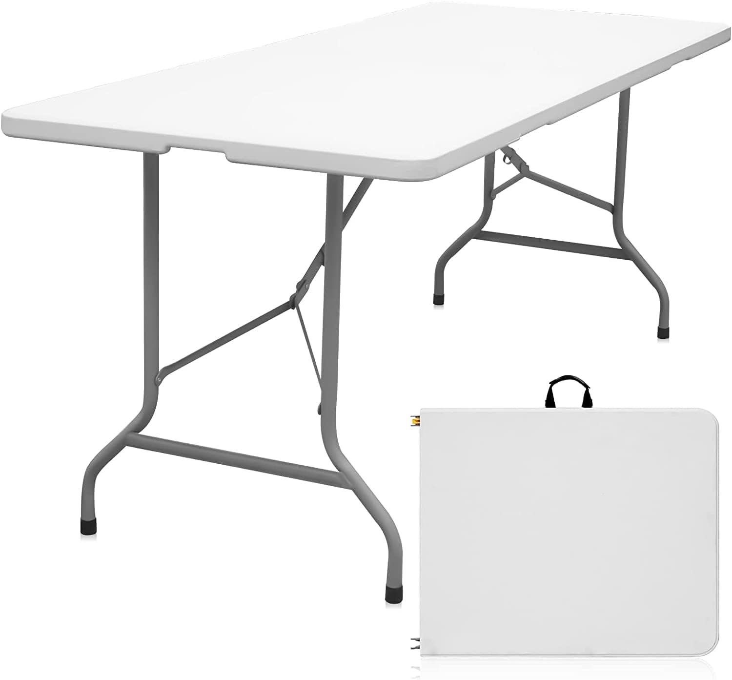 Folding table 6 feet portable heavy duty plastic folding utility table ...