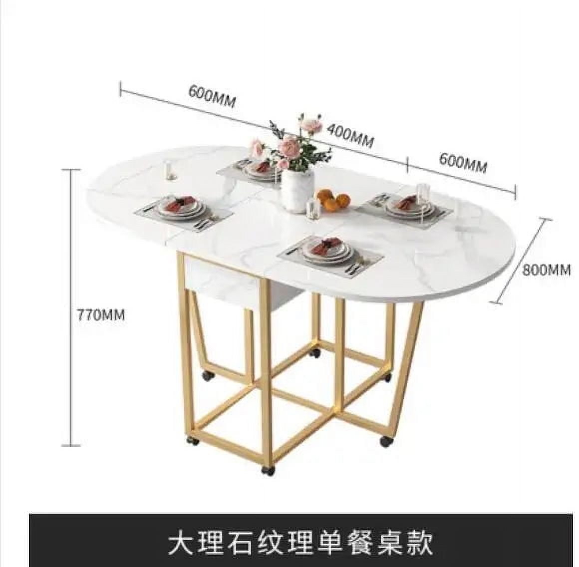 Folding table household small family dining table round movable ...
