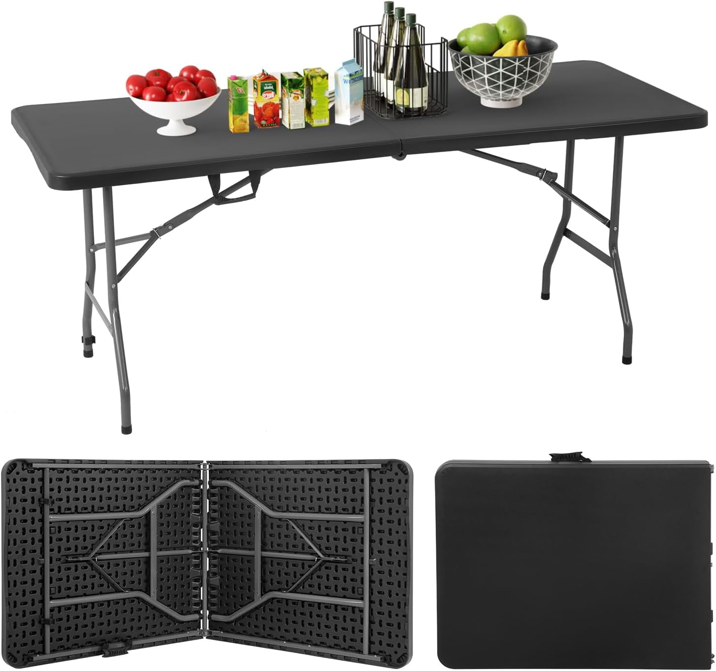 Folding table plastic 6-foot folding table semi portable folding table ...