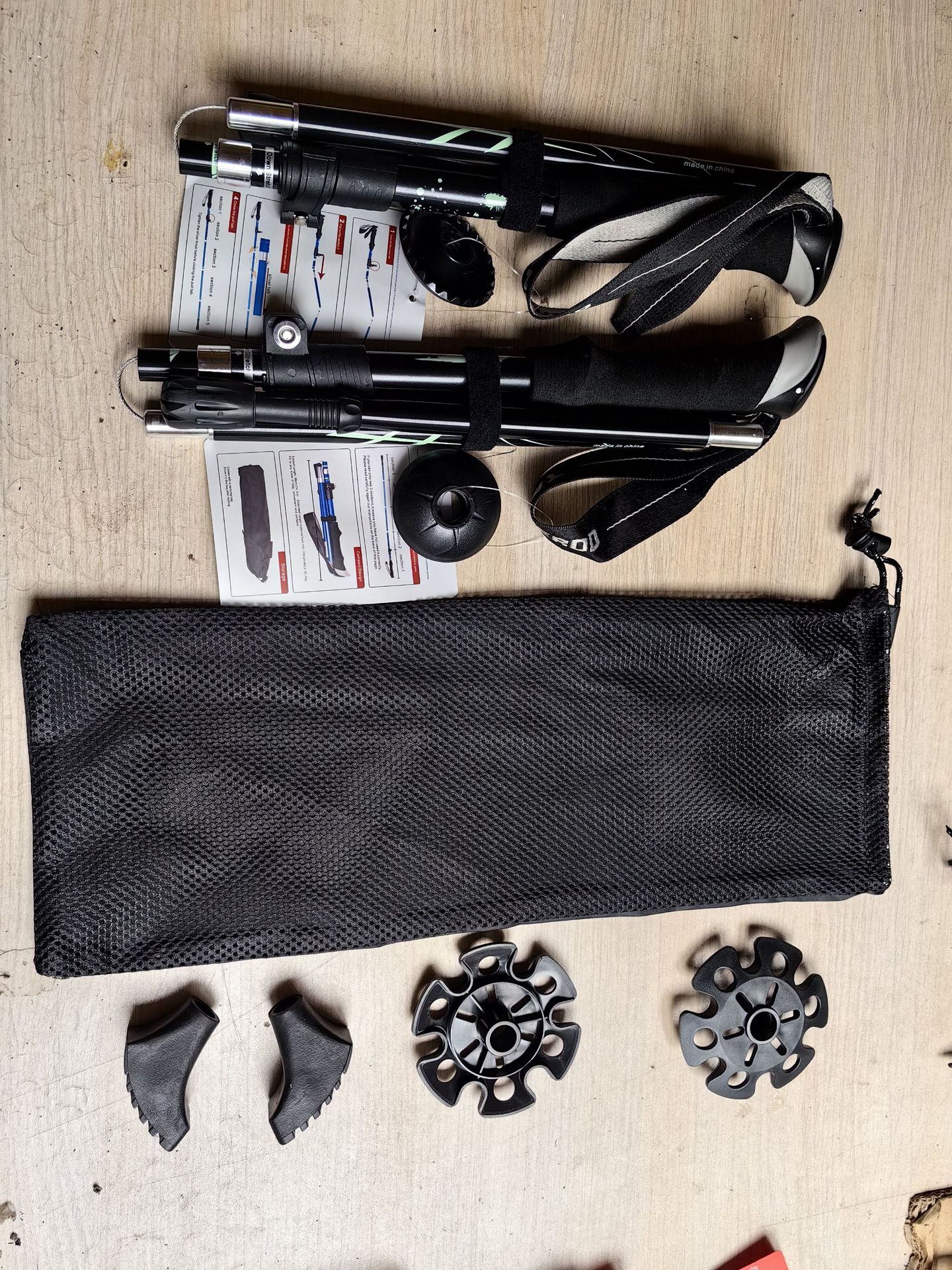 Folding trekking pole double-root bag English manual standard extra ...