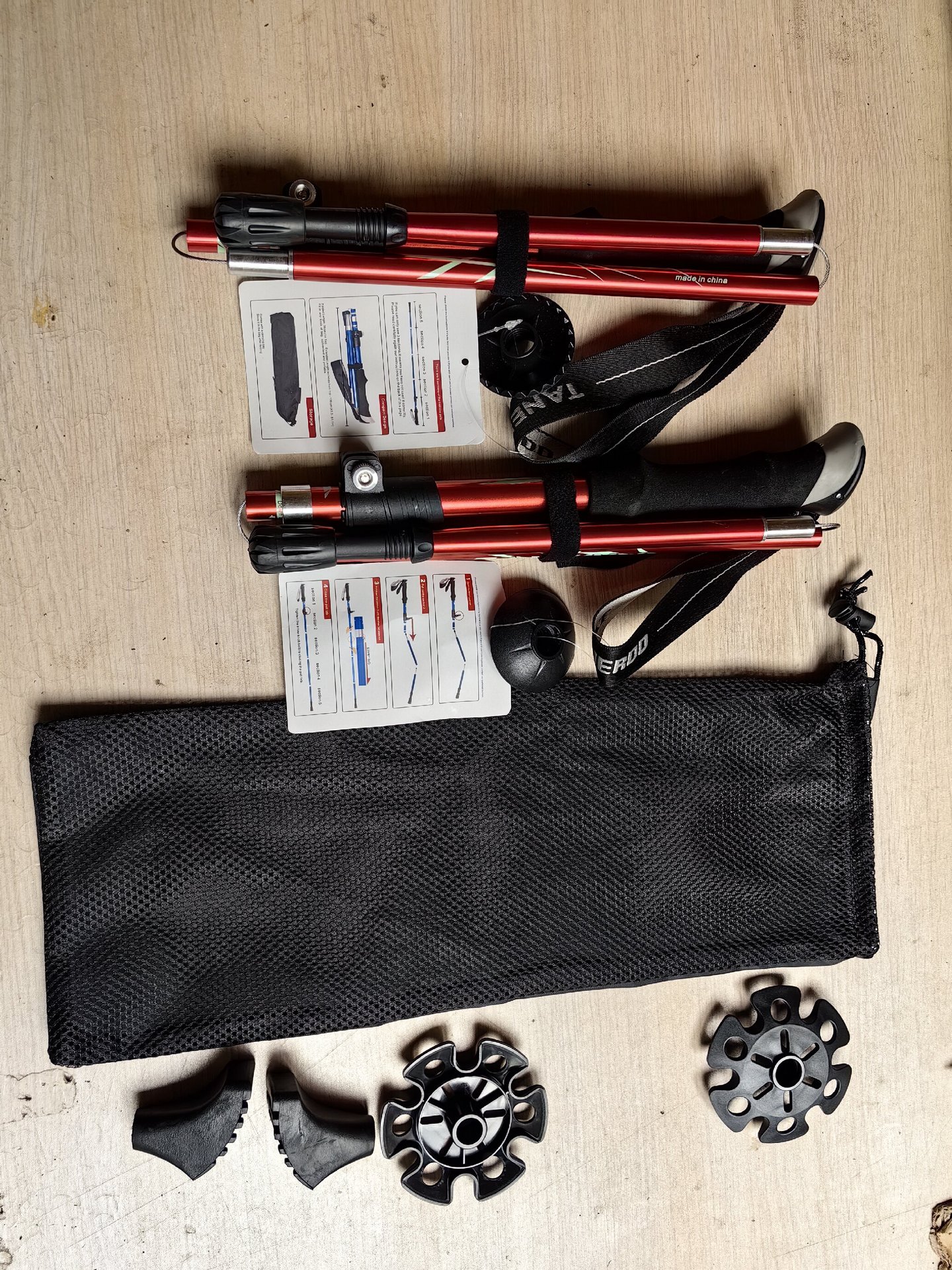 Folding trekking pole double-root bag English manual standard extra ...