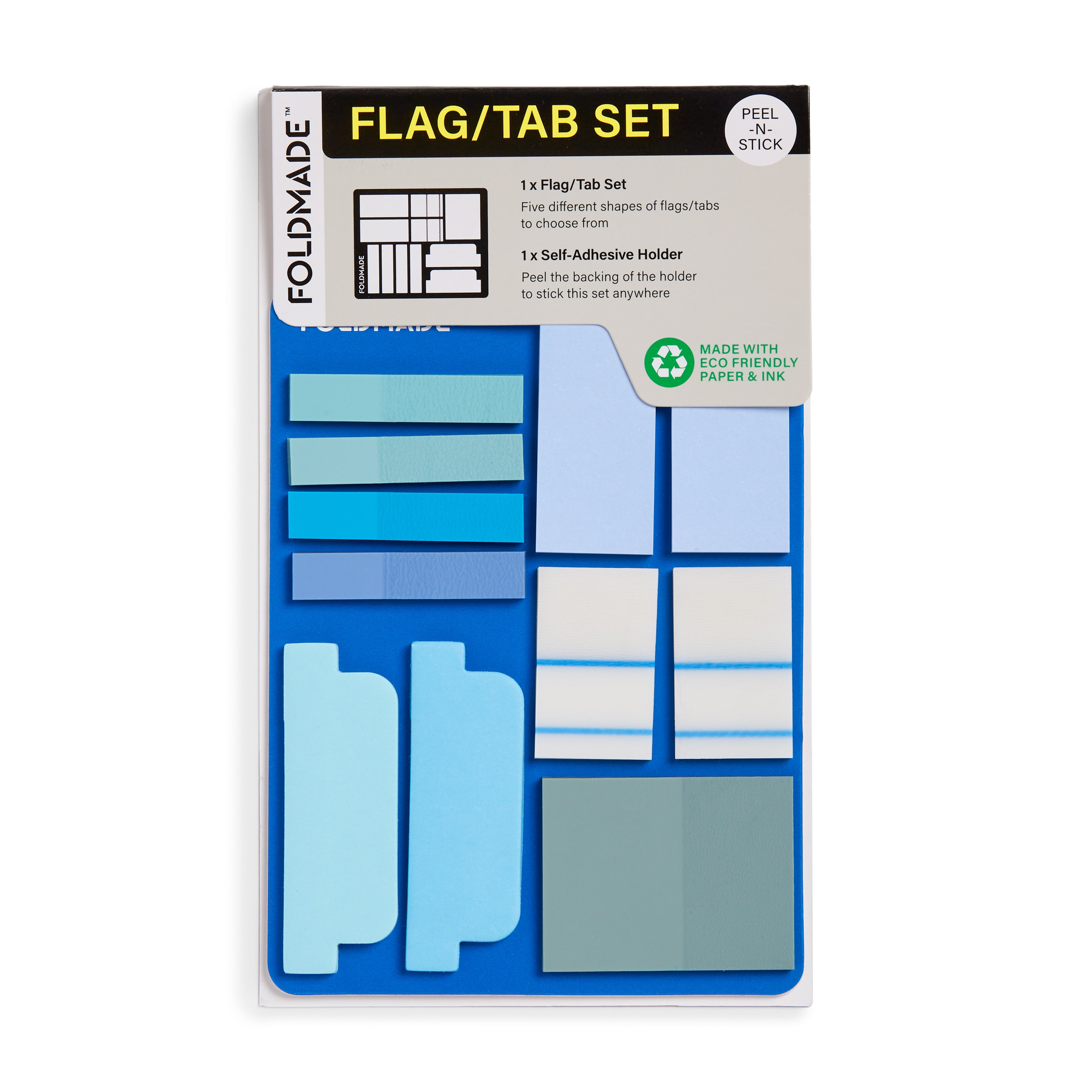 Foldmade Flag Tab Note Pad Set, 620 Count, Peel-N-Stick Holder, Neon ...
