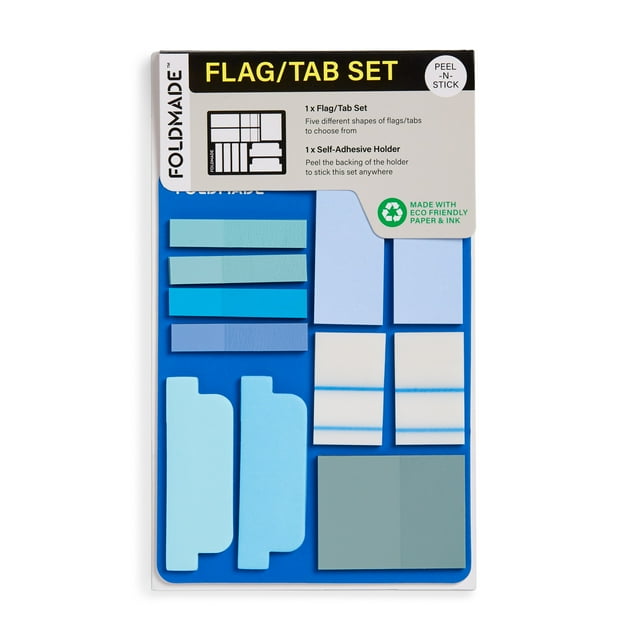 Foldmade Flag Tab Note Pad Set, 620 Count, Peel-N-Stick Holder, Neon ...