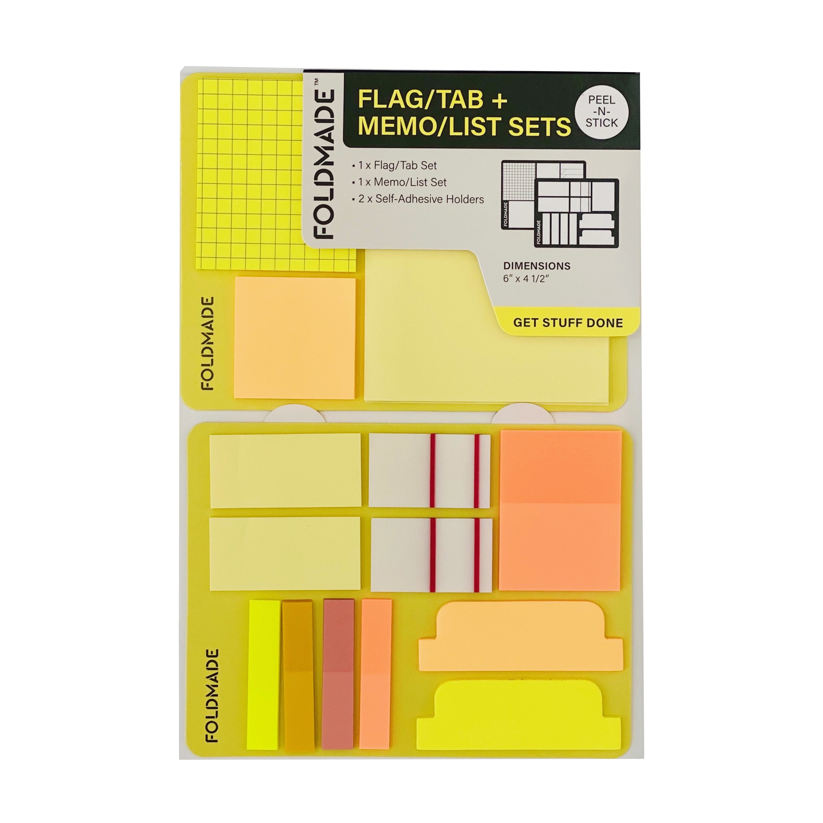 Foldmade Flag Tab Note Pad Set - Lemon Yellow, 620 Count, Peel-N-Stick ...