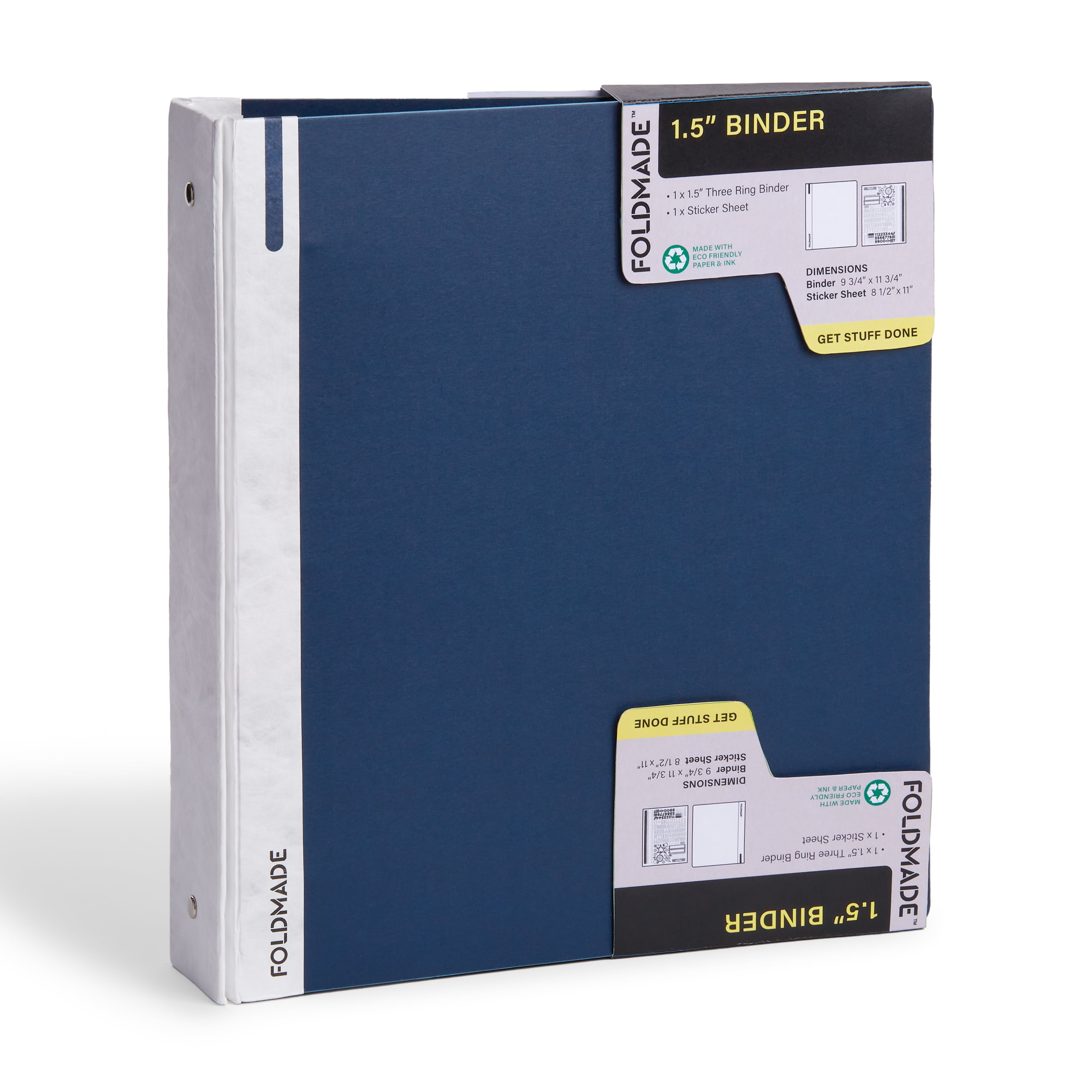 Foldmade Paperboard 3-Ring Binder, 1.5" Indigo Blue, 275 Sheets ...