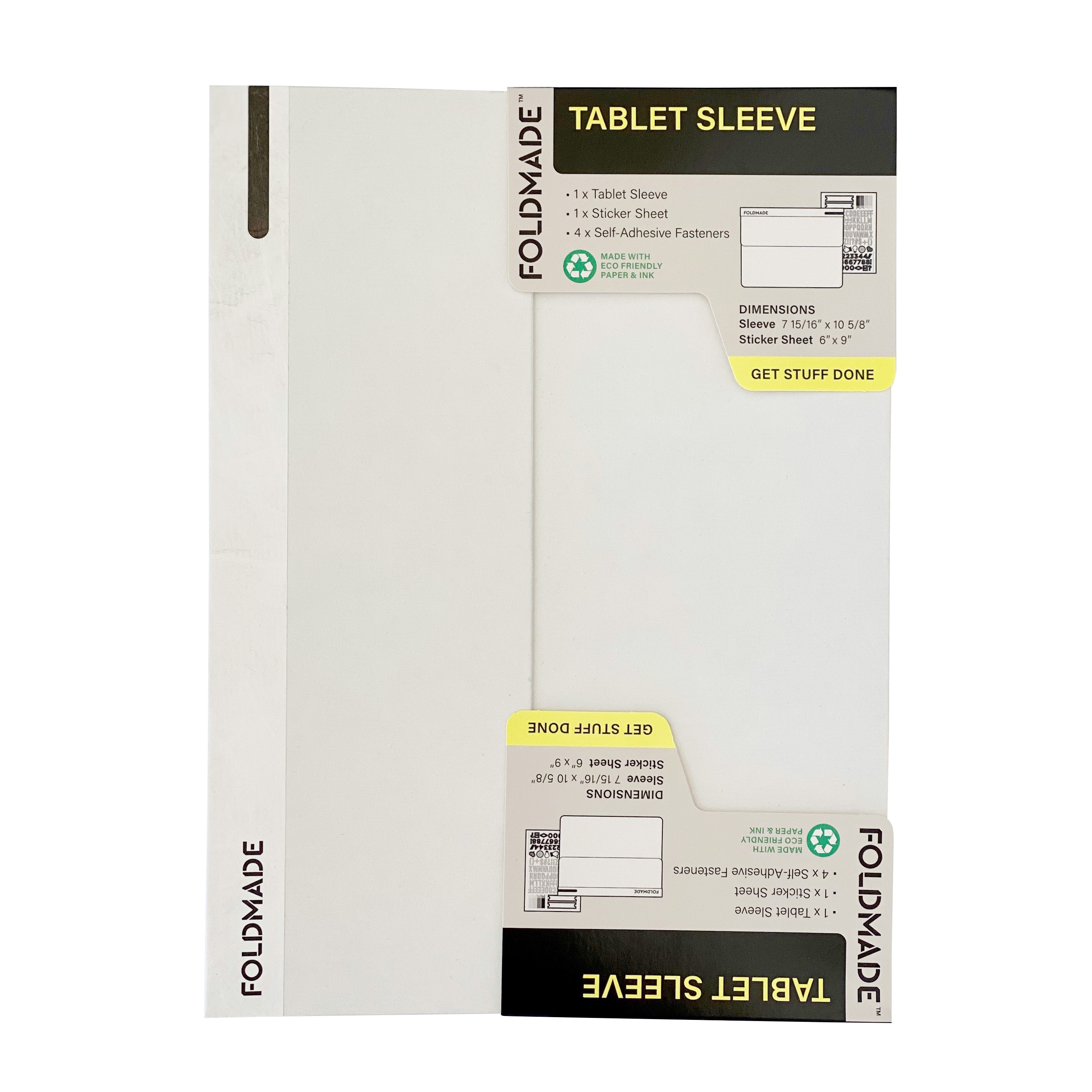 Foldmade Paperboard Tablet Sleeve - Snow White, Magnetic Closure, Water ...