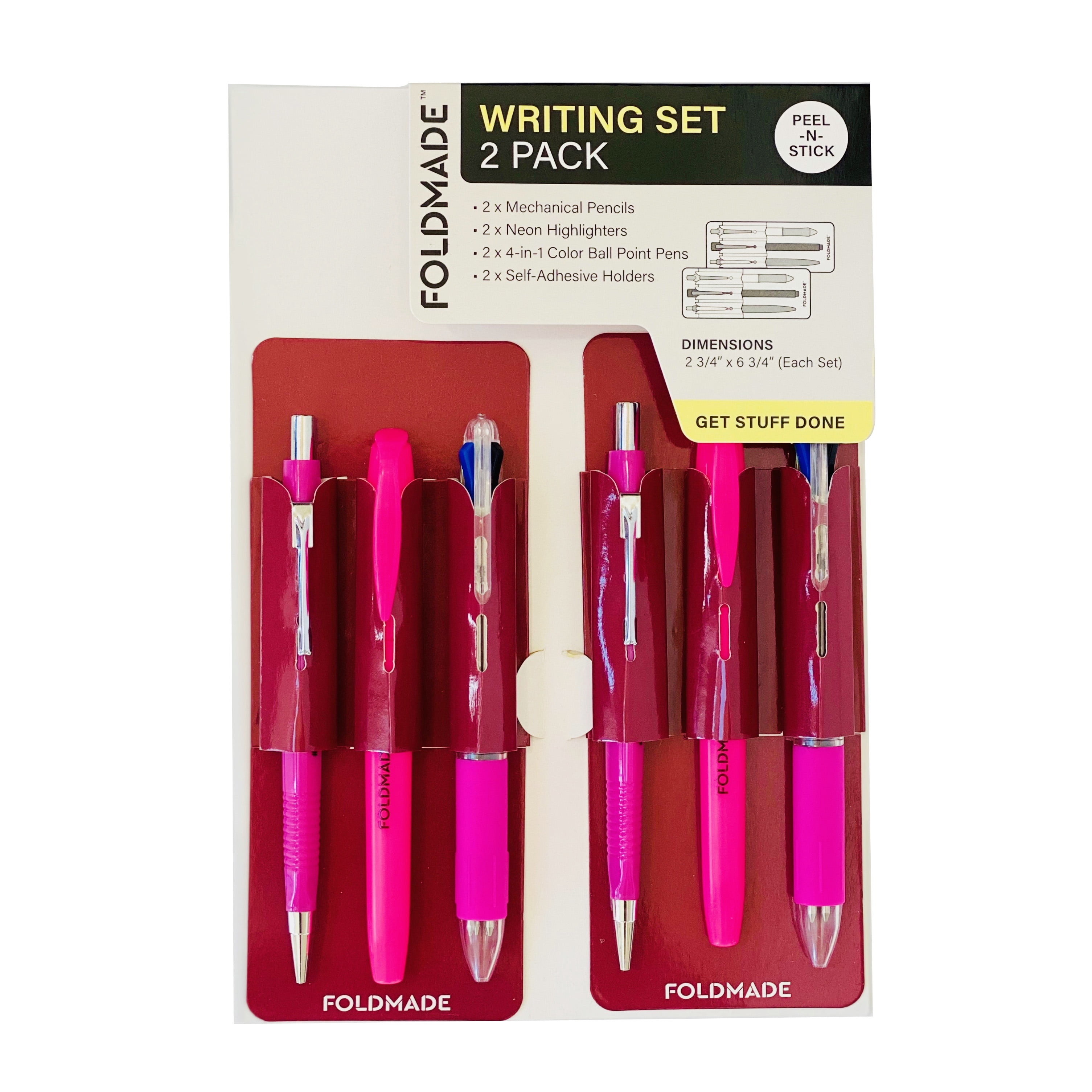 Foldmade Writing Set 2 Pack - Peel-N-Stick Pen Set, Lipstick Red ...
