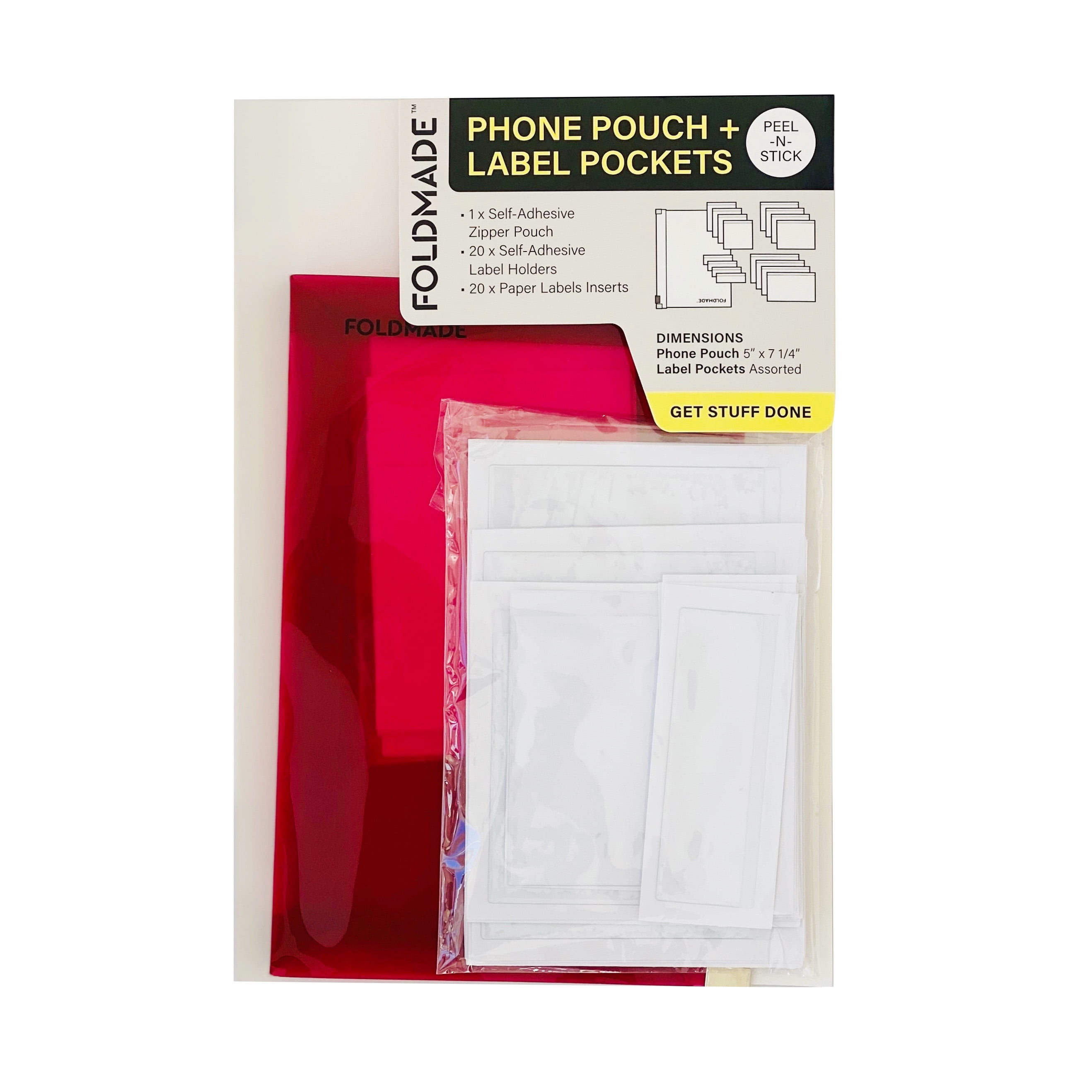Foldmade Zipper Phone Pouch + Label Pockets - Label Holders with Insert ...