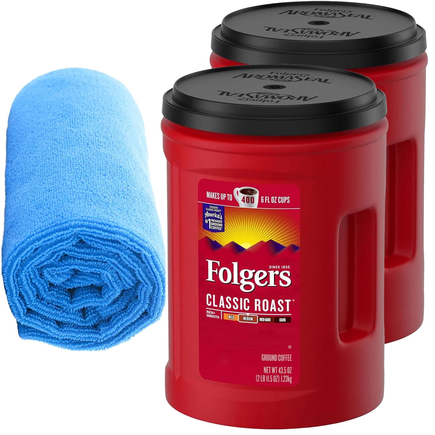 Folger Classic Roast Ground Coffee Medium Roast, 43.5 Oz (2 Pack) + 1 ...