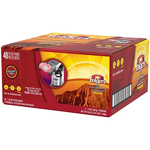 Folgers 10107 Coffee Filter Packs 100% Colombian 1.4 oz Pack 40/Carton ...