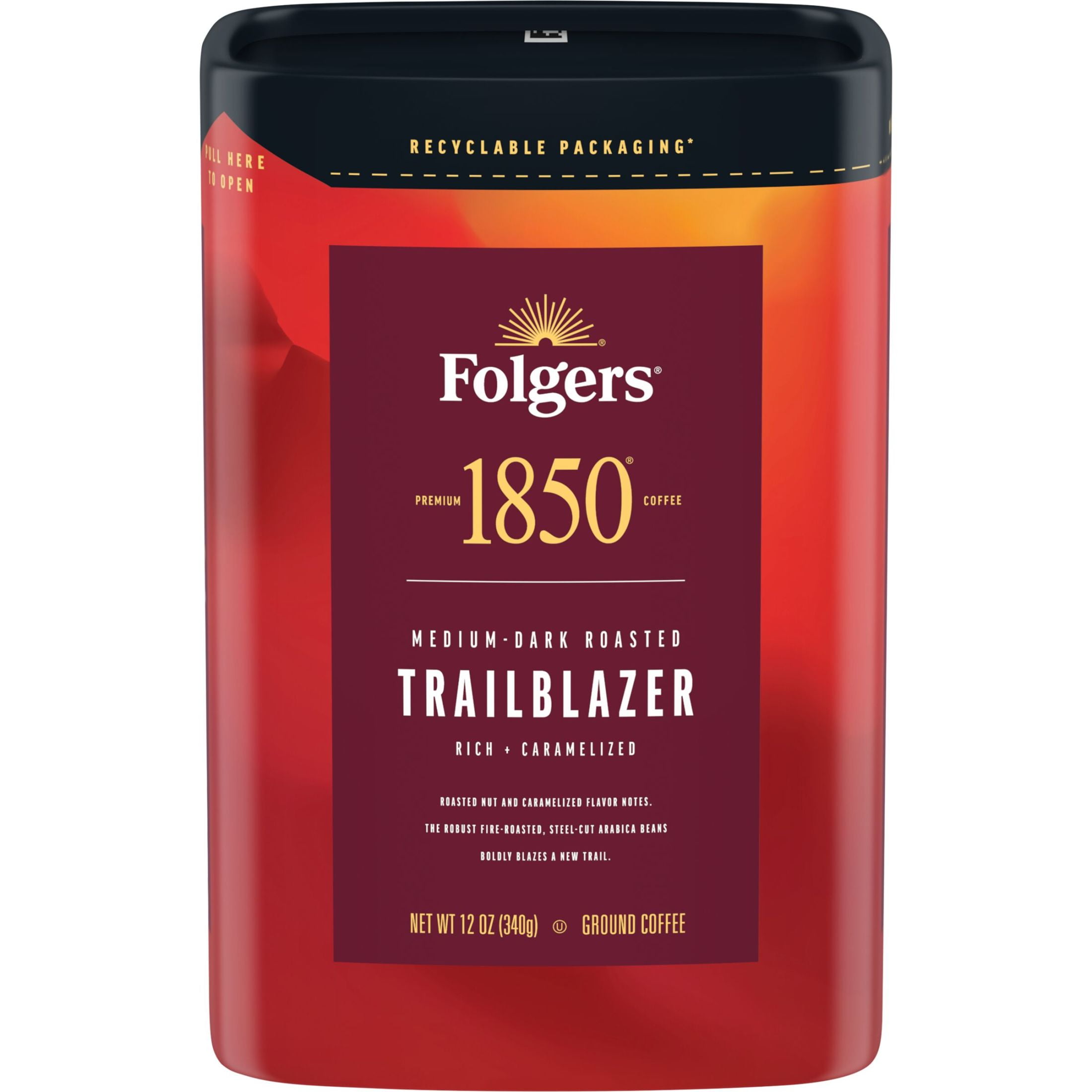 Folgers 1850 Trailblazer Medium-Dark Roast Coffee, 12 Ounce Recyclable ...