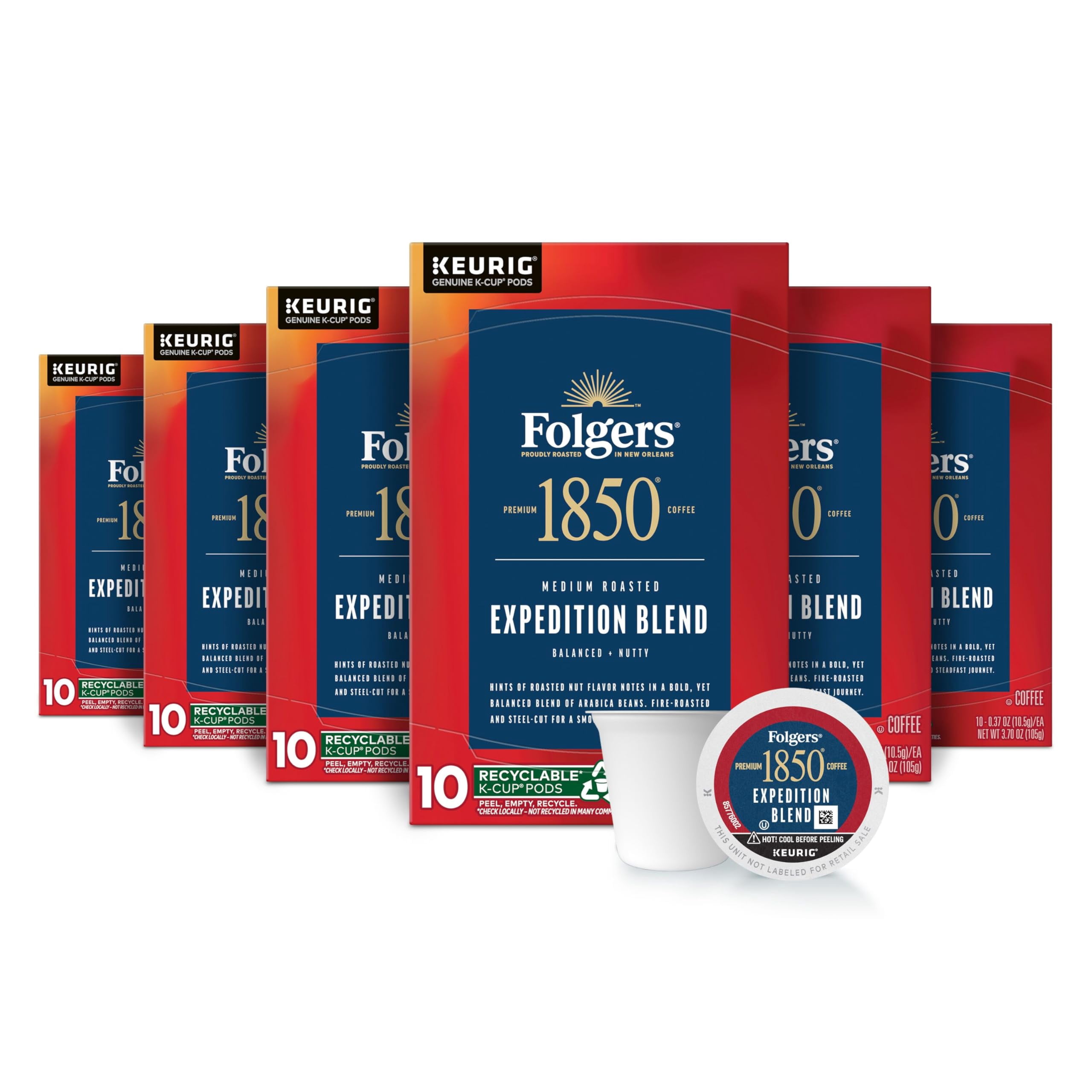 Folgers 1850 Expedition Blend Medium Roast Coffee, 60 Keurig K-Cup Pods ...