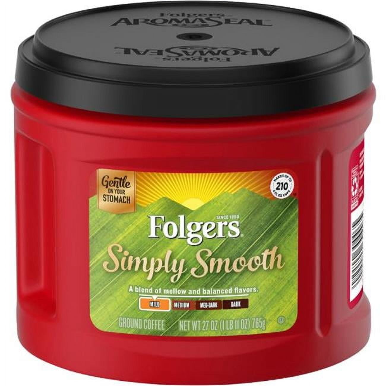 Folgers Simply Smooth Medium Ground Coffee, 27 oz - Mild Roast for ...