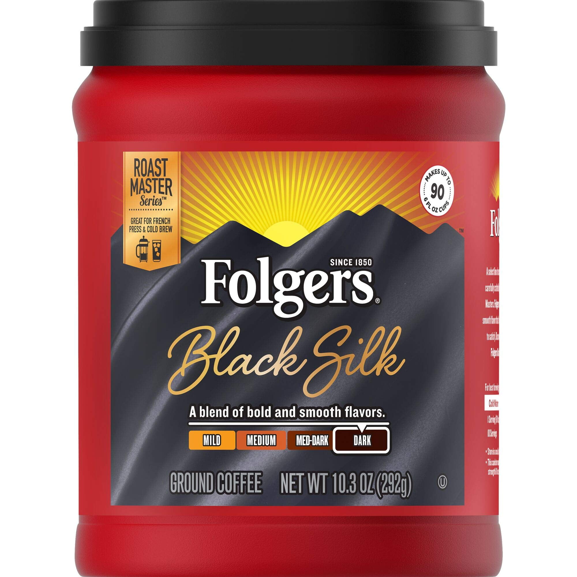 Folgers Black Silk Dark Roast Ground Coffee, 10.3 Ounces - Walmart.com