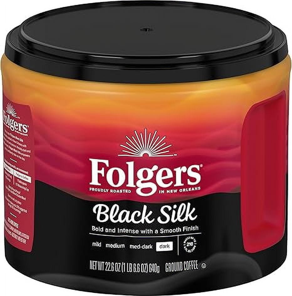 Folgers Black Silk Dark Roast Ground Coffee, 22.6 Ounce Canister ...