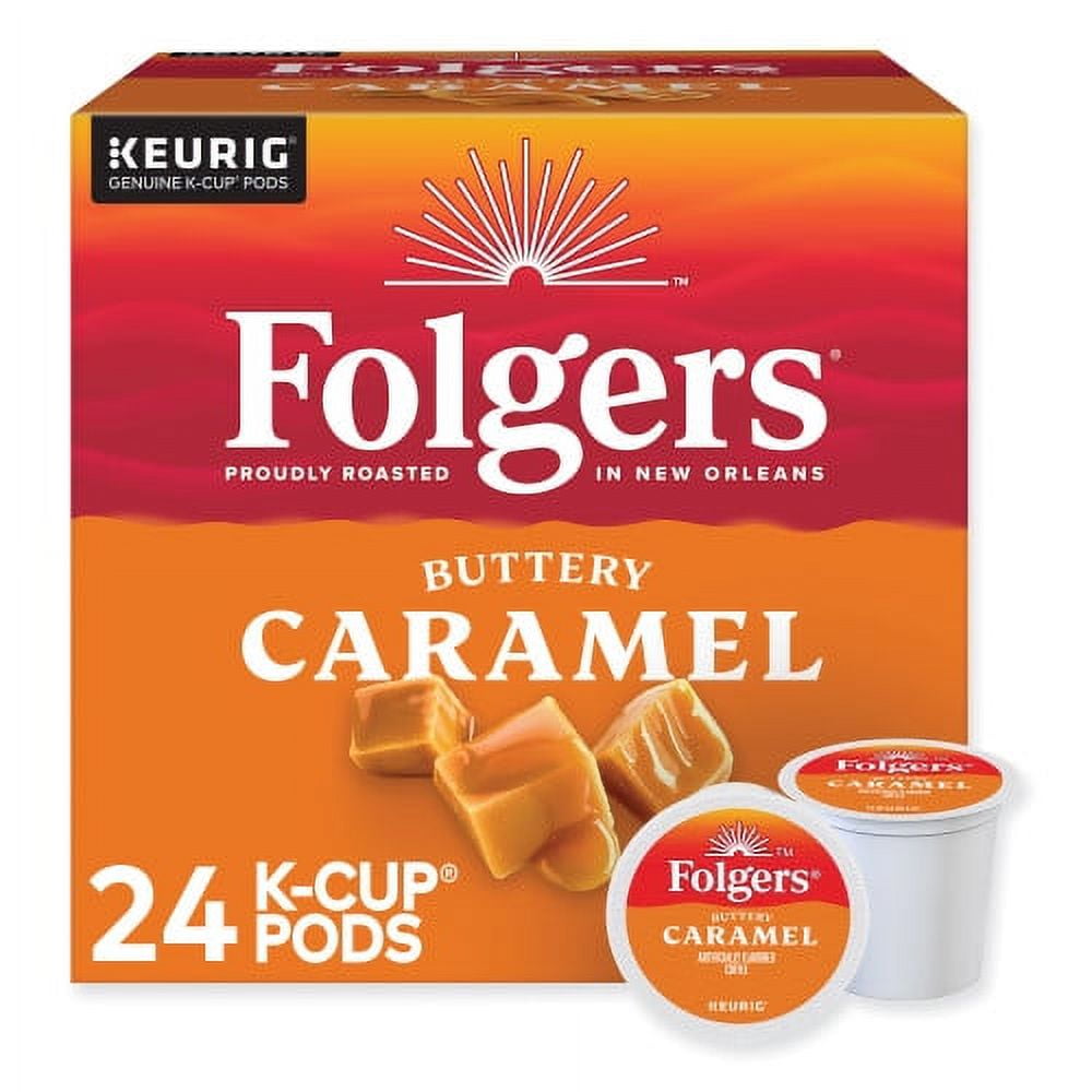 Folgers Medium Roast Buttery Caramel Flavored Coffee K-Cups, 24/Box for ...