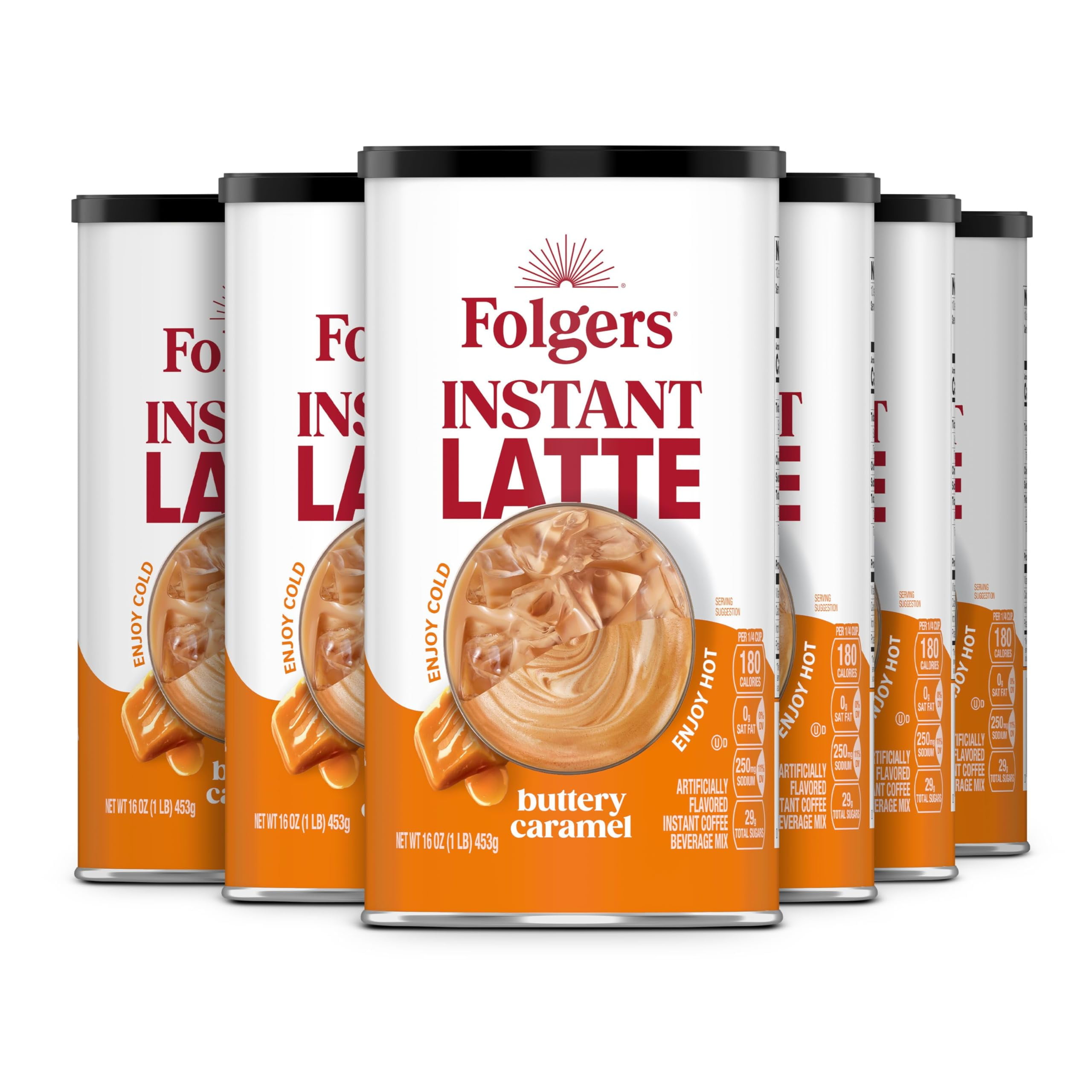 Folgers Buttery Caramel Flavored Instant Latte, 16 Ounce (Pack of 6 ...
