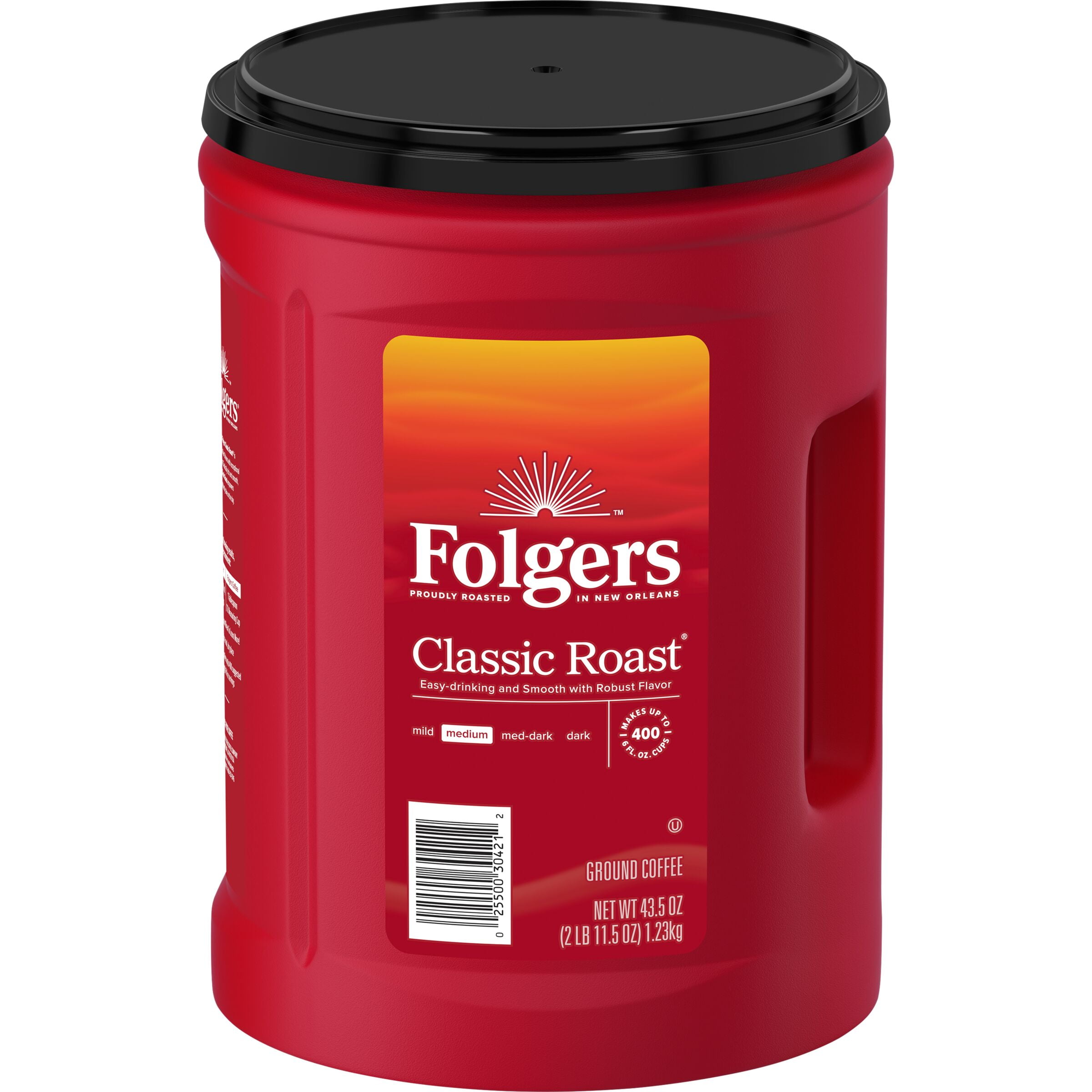 Folgers Classic Roast Ground Coffee, Medium Roast, 43.5-Ounce Canister ...