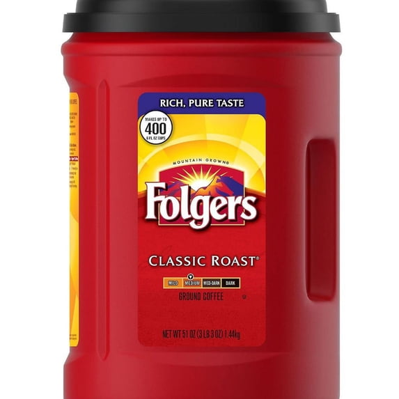 Folgers, Ground Coffee, 51 oz, Classic Roast, Brewed Coffee - Walmart.com