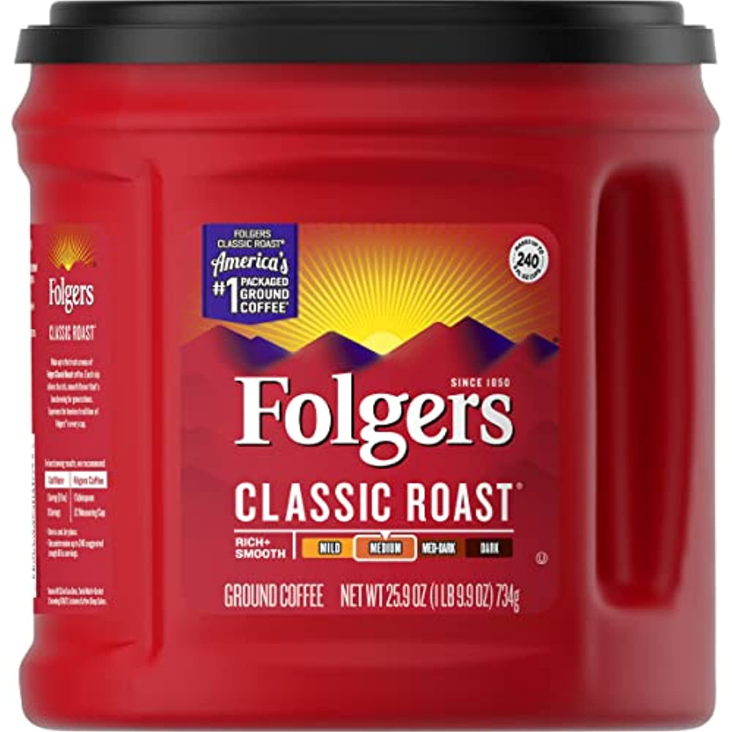 Folgers Classic Roast Ground Coffee, Medium Roast, AromaSeal Canister ...