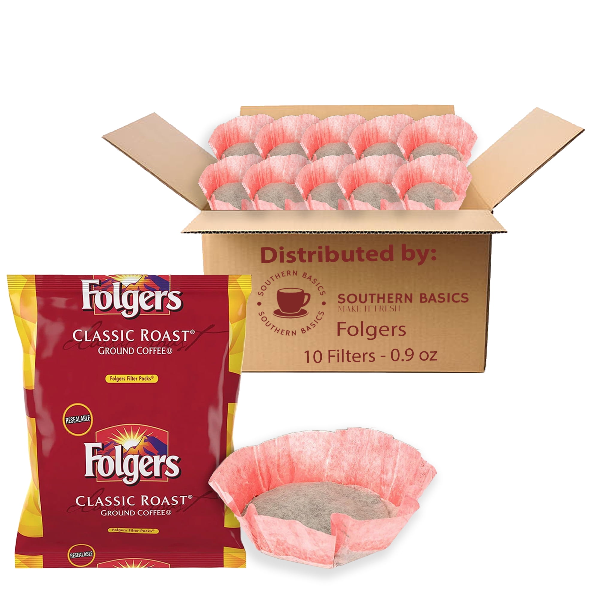 Folgers Classic Roast Ground Coffee, Medium Roast, Filter Packs, 10 ...
