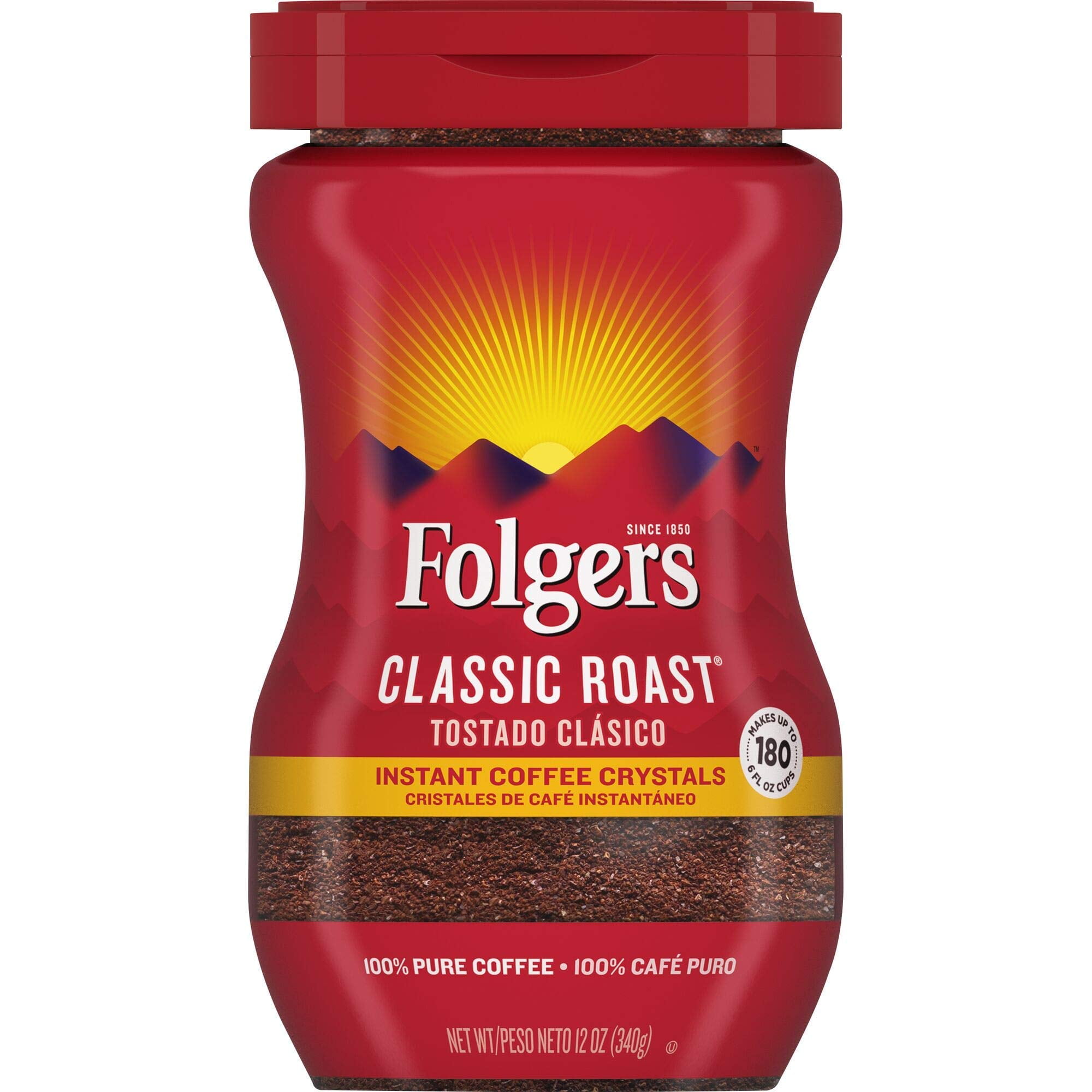 Folgers Classic Roast Instant Coffee Crystals, 12 Ounces - Walmart.com